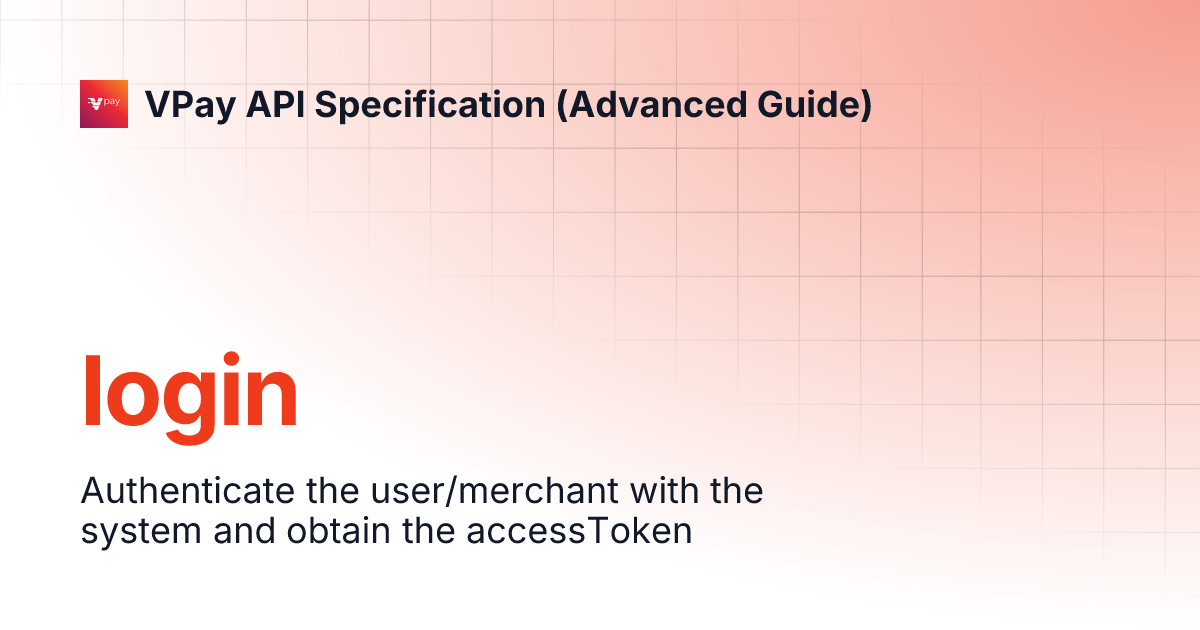 Login Vpay Api Specification Advanced Guide